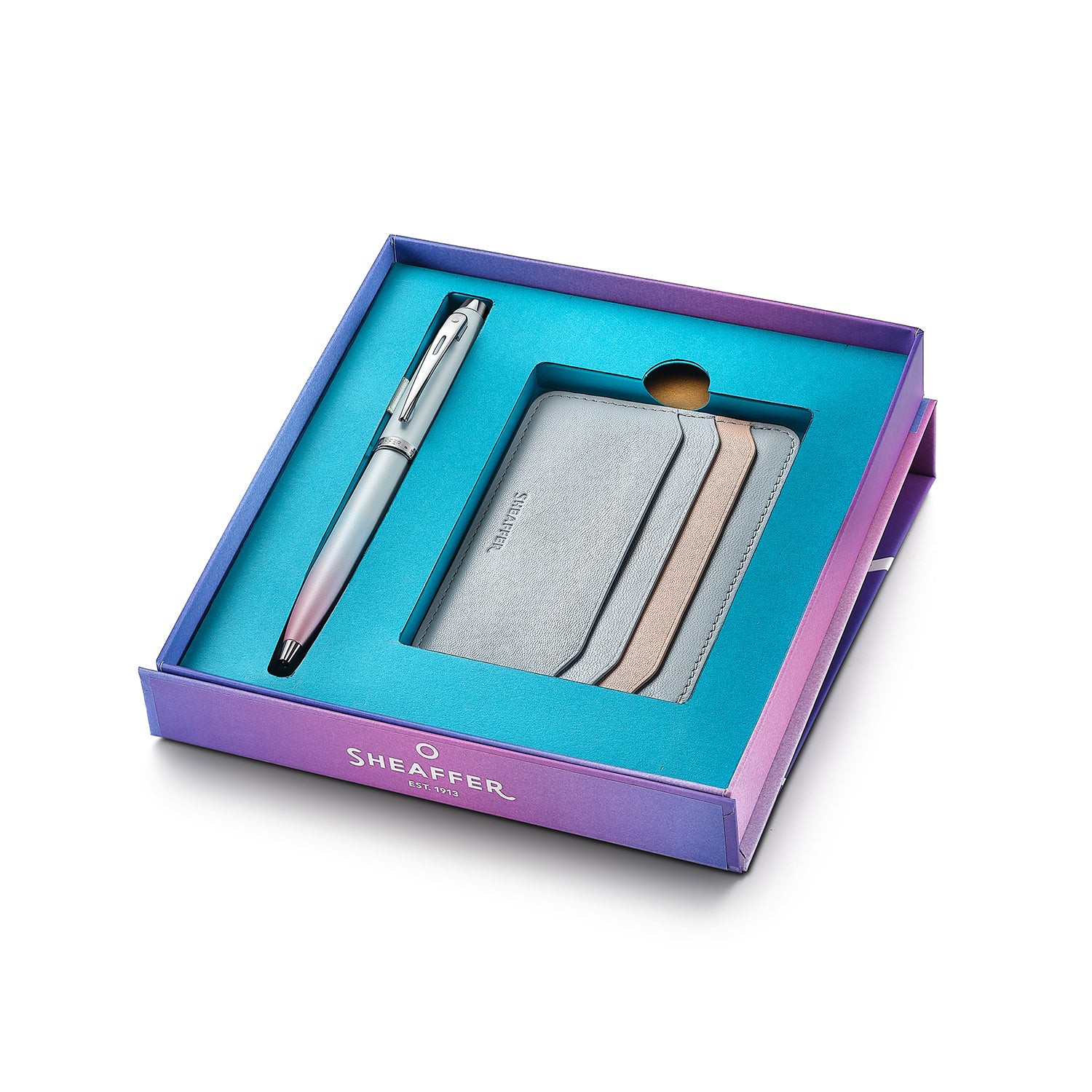 Sheaffer Gift Set ft. Expressions 100 9376 Blue and Pink Pearlised Gra